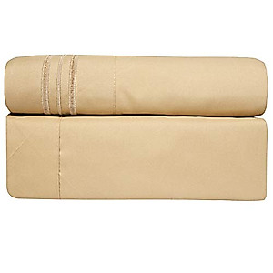 Queen Size Bed Sheets - Breathable Luxury Sheets with Full Elastic & Secure Corner Straps Built In - 1800 Supreme Collection Extra Soft Deep Pocket Bedding Set, Sheet Set, Queen, Camel