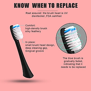 BTFO 2 Pcs Electric Toothbrush Heads for BTFO 1741-01 (Black)