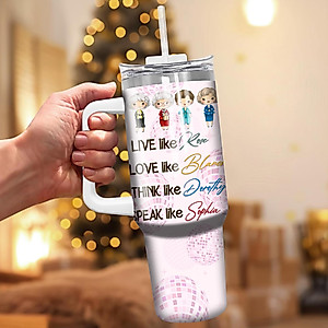 DOINB TIAN Golden Movie Tumbler 40 Oz Thank You for Being A Friend Travel Mug With Handle Straw Lid Tumblers Birthday Gifts For Best Friend BFF Sister Bestie Mother&#039;s Day