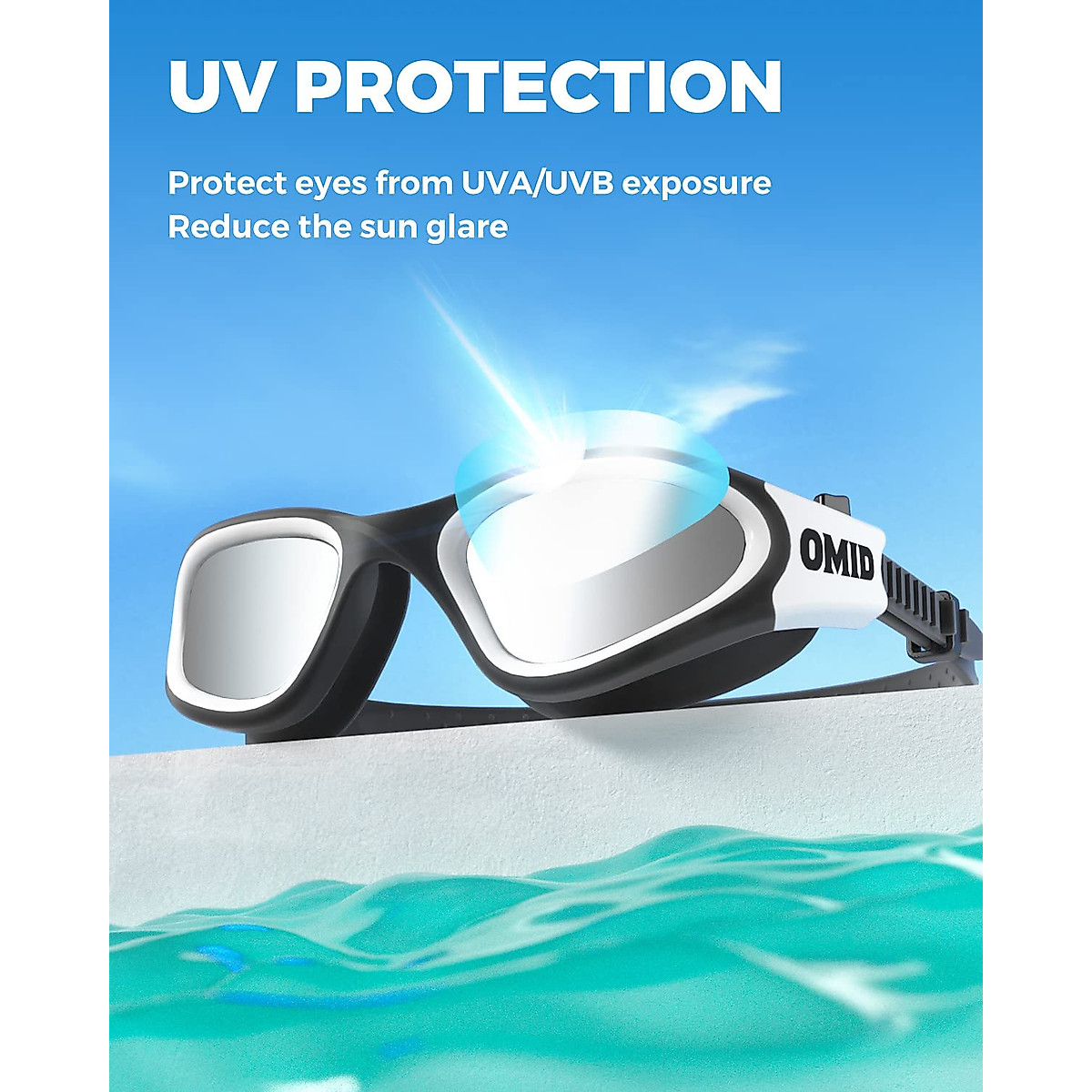 OMID Swim Goggles, P2 Polarized Swimming Goggles for Men Anti-fog Goggles Swimming for Adult Women