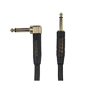Monoprice 1/4-Inch TS Male to 1/4-Inch Right Angle TS Male Guitar/Instrument Cable - 10 Feet, Blue, 20AWG, Braided Jacket, Gold Plated - Cloth Series
