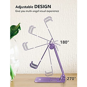 Aoviho Cell Phone Stand Holder - Adjustable Desk Phone Holder - Universal Foldable Moblie Phone Dock for iPhone 14 13 12 11 Pro Xs Max Xr X 8 7 6 5 5s SE All Phones (Purple)