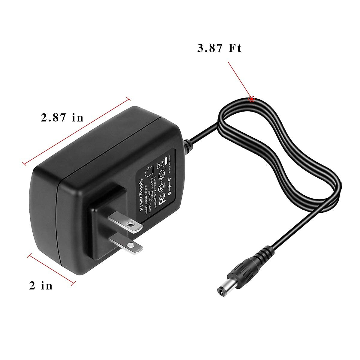 12V 3A Power Supply Adapter SUEPRNIGHT AC 100-240V to DC 12 Volt Power Supply Transformer Converter with 5.5mm x 2.1mm Plug for Router Led Strip Lights CCTV Camera