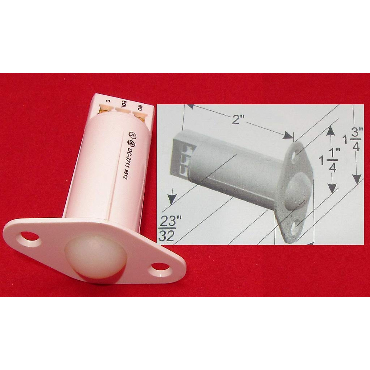 Roller Ball Recessed Button Pressure Reed Switch - Window/Door Alarm Contact Sensor Plunger with Terminals