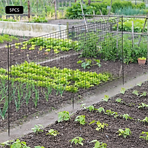 No Dig Metal Garden Fence 15ft (L) x 39in (H) Outdoor Animal Barrier Decorative Garden Fencing Border Animal Barrier 4 Panels + 1 Gate for Yard Patio, Black