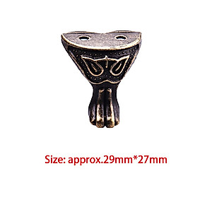 4Pcs Antique Brass Box Legs Feet Corner Protector Zinc Alloy Gift Box Jewelry Wood Case Decorative Feet Leg Metal Corner Protector Furniture Fittings