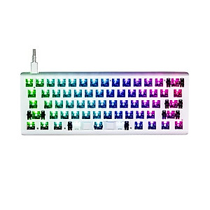 KINESIS Gaming TKO Mechanical Keyboard Barebones Kit | Standard 60% Hotswap Layout | White Metal Plate| Dual-Zone RGB | Detachable USB-C | Optional Split Space Bar | US/ANSI