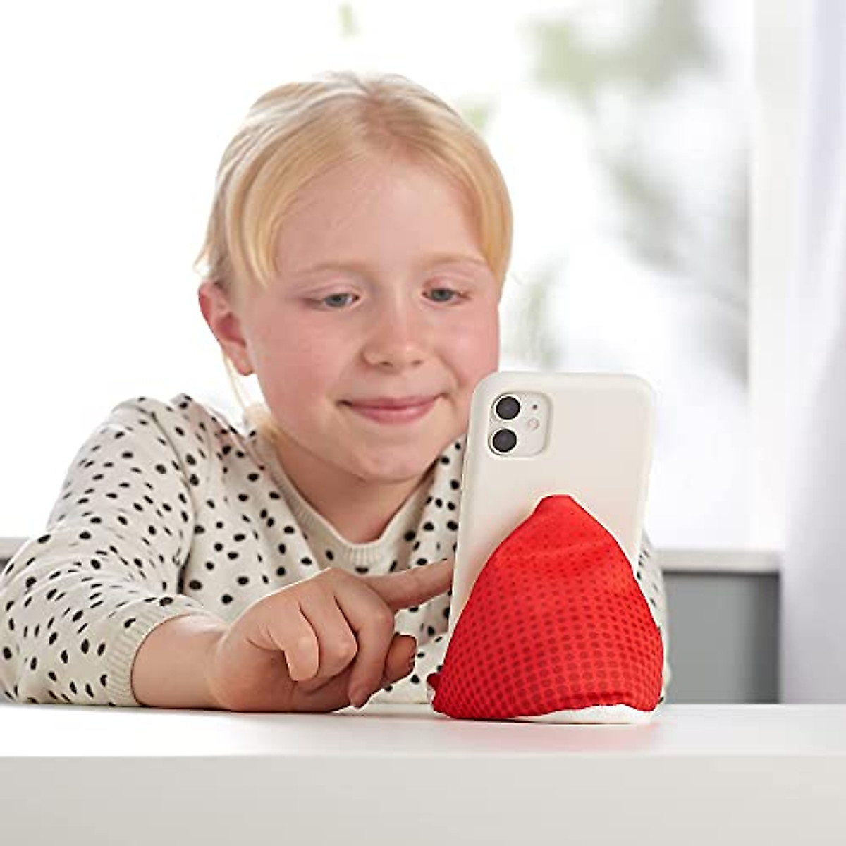 Plusheez Mobile Phone Holder | 2 in 1 Phone Stand with Micro Fibre Wipe | Screen Cleaner | Universal Phone Stand for Kids Children Adults | eReader/Kindle/Smartphone/Small Tablet Compatible (Lips)