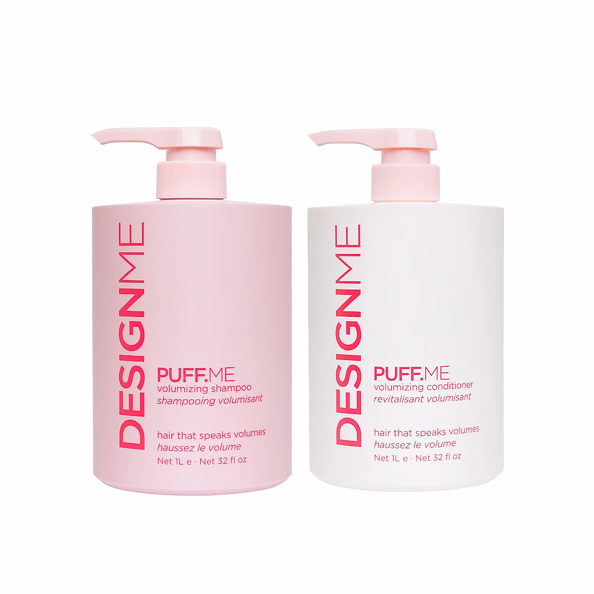 Design.Me PUFF.ME Hair Volume Shampoo and Conditioner Bundle | Paraben & Sulfate Free Shampoo & Color Conditioner Enriched with Sunflower Seed Oil | Color-Safe Hair Volumizer Set, (32 Fl Oz Each)