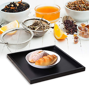 Serving Tray Black Square Decorative Serving Tray Wooden Ottoman Tray Coffee Table Farmhouse Home Decorations 12x12inch