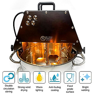 ZYLDDS Commercial Electric Food Stirrer Pot,Stainless Steel Automatic Mixer Machine with Double Stirring Paddle &Auxiliary Fan&Light,for Making Jam/Sauce/Filling,110V