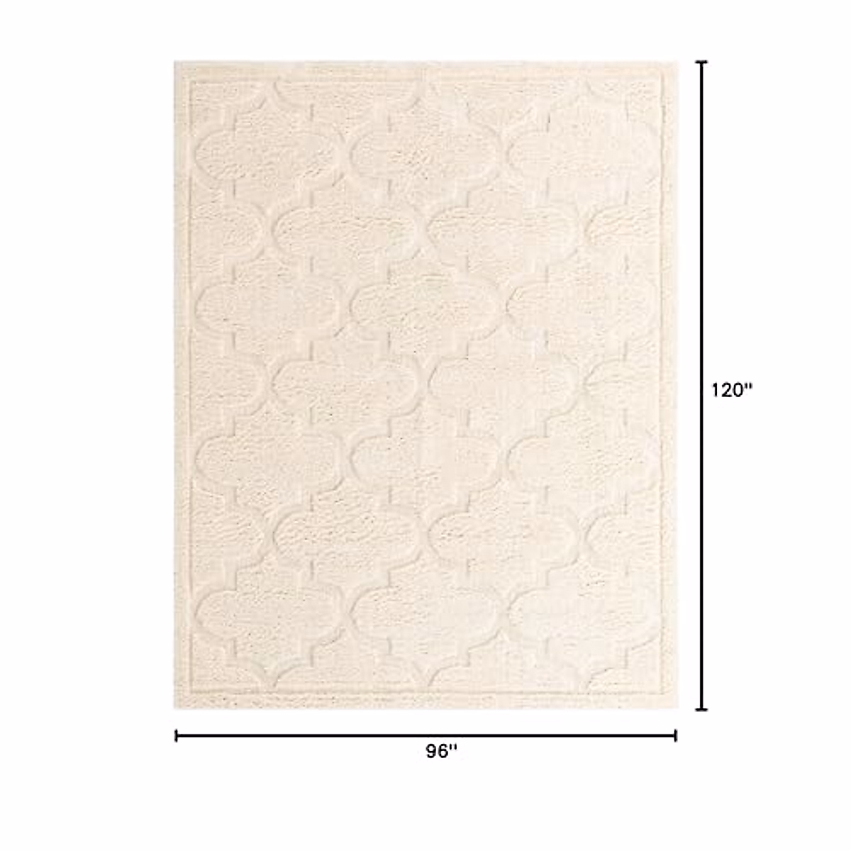 Rugs.com Lattice Shag Collection Rug – 8' x 10' Ivory Shag Rug Perfect for Living Rooms, Large Dining Rooms, Open Floorplans