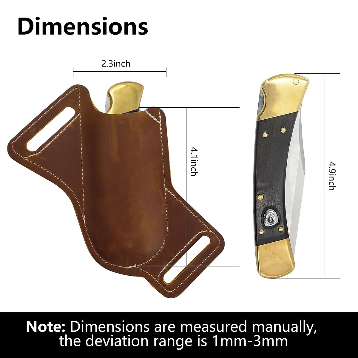 Pocket Knife Sheath for 5 inch, Knife Holder for Belt, Belt Knife Sheath, EDC Multitool Holster, Portable Folding Bulk Knives Pouch for Outdoor, Premium Handwork Gift for Men