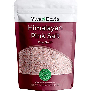 Viva Doria Himalayan Pink Salt, Fine Grain, Certified Authentic, 5 lb (2.27 Kg)