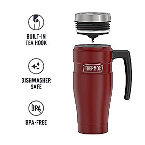 THERMOS Stainless King Vacuum-Insulated Travel Mug, 16 Ounce, Rustic Red