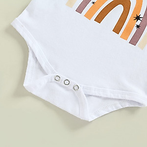 Hiusmilekid Newborn Infant Baby Girl Clothes Set Rainbow Romper Bodysuit Flare Pant Bell-Bottom Summer Outfit 3Pcs