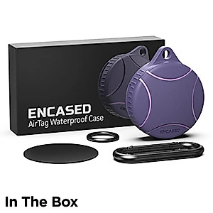 Encased Waterproof Airtag Case Compatible with Apple Airtag Keychain Holder Black Purple - 2 Pack