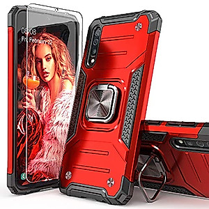 IDYStar Galaxy A50 Case with Screen Protector, Galaxy A30S Case, Shockproof Drop Test Cover with Car Mount Kickstand Lightweight Protective Cover for Samsung Galaxy A50/A30S/A50S, Red