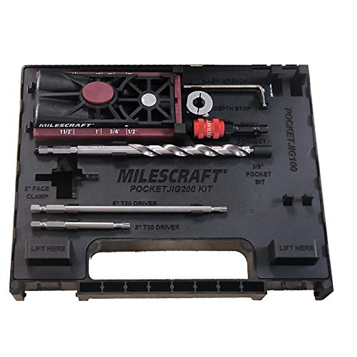Milescraft 1325 Pocket Jig 200 - Complete Double/Twin Pocket Hole Jig Kit System. Easy to use, pocket hole drill guide, screw jig with all accessories.