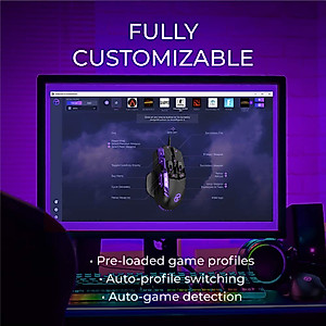 Swiftpoint Tracer Wired Gaming Mouse: 13 Programmable Buttons, 2 Pressure Sensors, Side Buttons, 12000 DPI, Mechanical Switches, Onboard Memory, 16 Game Profiles, RGB, Purple/Black for PC & Mac Gamers