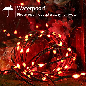 Joomer Red Christmas Lights, 66ft 200 LED String Lights 8 Modes Plugin Timer Indoor Outdoor Fairy Twinkle Lights for Home,Garden,Trees, Christmas Decorations