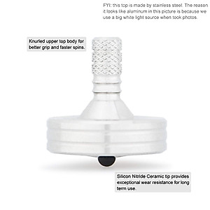 DjuiinoStar High Performance Spinning Top: Long Lasting (Best Record 11:39!), CNC Machined from Solid Stainless Steel, Great Time Killer, EDC Desktop Toy, for Serious Players