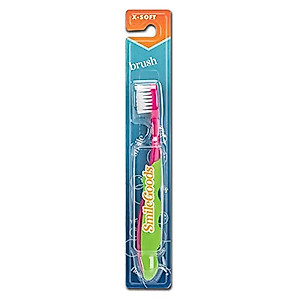 SmileGoods Y231 Child Toothbrush, 23 Tuft, Soft Bristle, with Extra Wide Handle, 72 Individually Packaged Premium Toothbrushes, Assorted Colors Bulk Pack