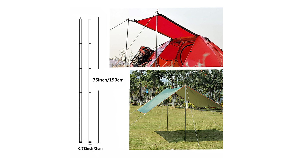 Adjustable Tent Poles Set of 2 for Camping and Shelters
