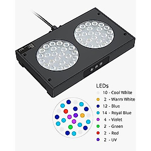 NICREW HyperReef 100 Watts Gen 1 Aquarium LED Reef Light, Dimmable Full Spectrum Marine LED for Saltwater Coral Fish Tanks