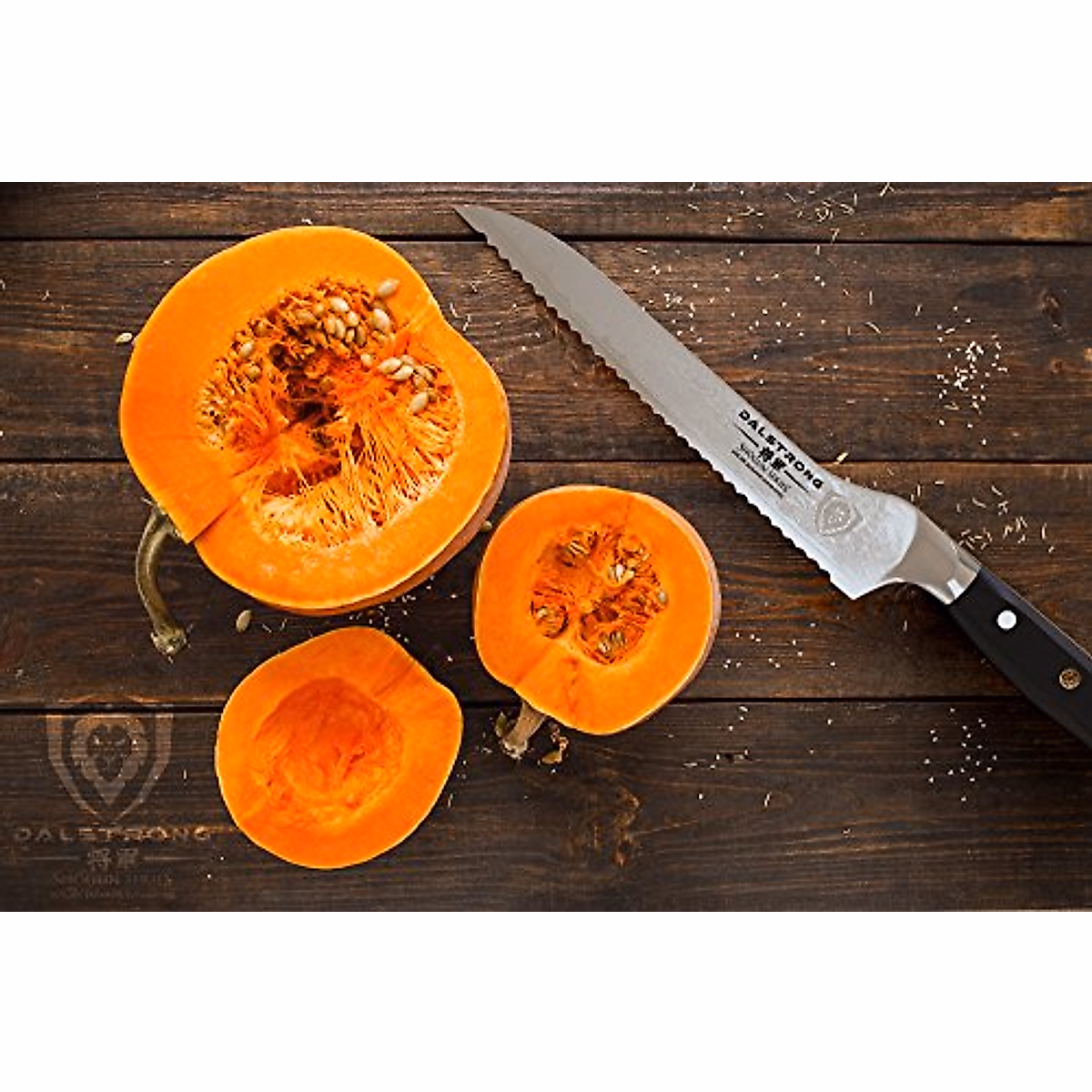 Dalstrong Serrated Offset Bread Knife - 8 inch - Shogun Series - Deli Knife - Damascus - AUS-10V Japanese Super Steel - Bread Slicer Cutter - Slicing Knife - Vacuum Treated - G10 Handle - Sheath