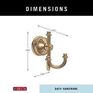 Delta Mylan (1-Pack) Towel Hooks Champagne Bronze Triple Bathroom Hooks Wall Mounted for Robes & Towels Hand Towel Hook Holder Kitchen, Bathroom Accessories MYN35-CZ