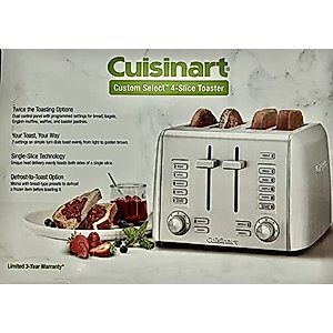 Cuisinart Bread, Bagel, English Muffin, Frozen Waffle and Pastry, 4-Slot Version with High Lift Carriage,7 Shade settings,4-Slice Custom Select Toaster