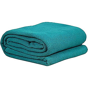 Cotton Throw Blanket Queen Size for Bed - Diamond Weave Blankets, Teal Soft Lightweight Woven Throw Blankets for Couch Bed Sofa Travel 100% Cotton Blankets & Throws - 90x90 inches