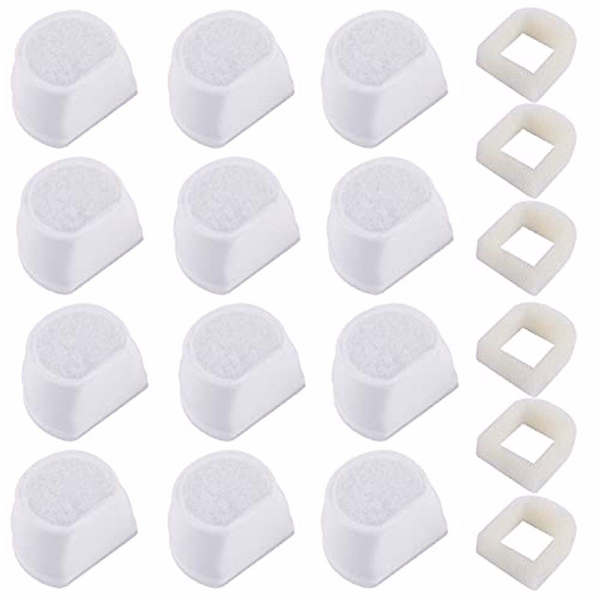MyfatBOSS 18PCS Carbon Filters and Foam Pre-Filter Replacement Compatible with Petsafe Drinkwell Avalon Pagoda Seascape Sedona Water Bowl Water Fountain Prefilters,Pet Water Fountain Filters12+6 Pack