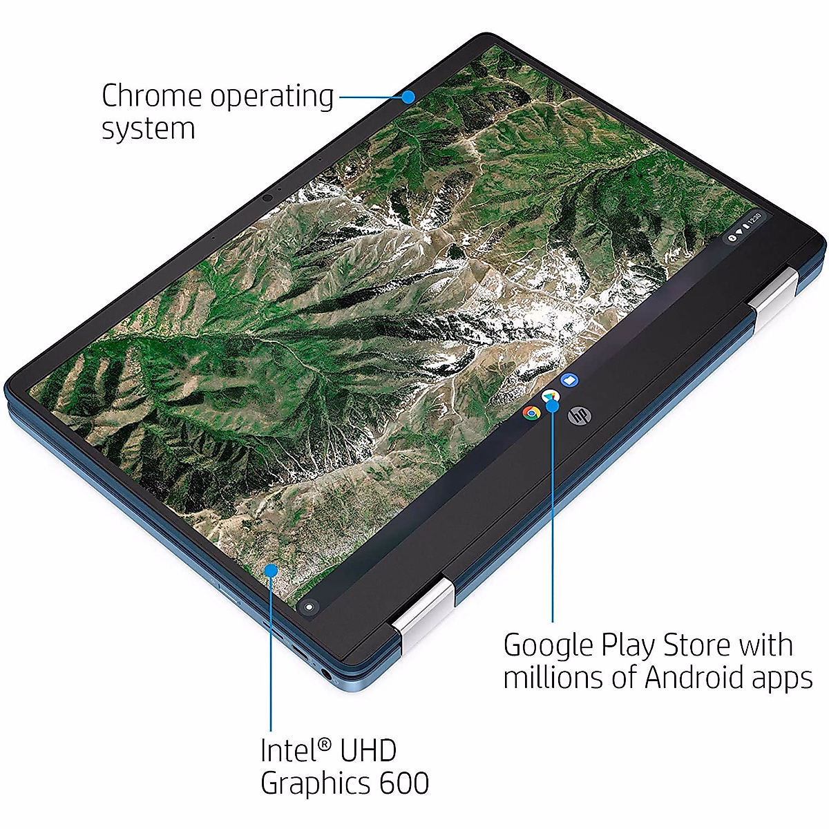HP Newest Laptop X360 14a Chromebook 14" HD Touchscreen, Intel Quad Core N4120, 4GB DDR4 64GB eMMC WiFi HD Webcam Stereo Speakers Bluetooth 5.0 iSlik Pen Forest Teal (Renewed)