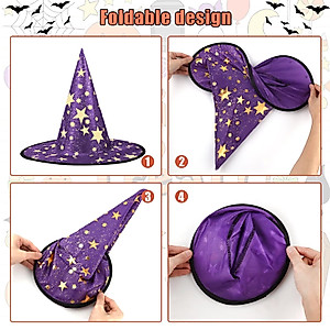 KINBOM Wizard Hat Kids, 15x14 Inch Five Pointed Star Witch Hat Kids Costume & Cosplay Witch Hat Halloween Party Yard Decoration for Kids Party Favors Festival Dressing Up (Purple)
