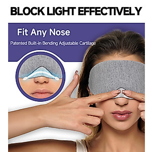 Mavogel Cotton Sleep Eye Mask - Updated Design Light Blocking Sleep Mask, Soft and Comfortable Night Eye Mask for Men Women, Eye Blinder for Travel/Sleeping/Shift Work, Includes Travel Pouch, Grey