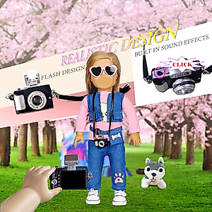 WONDOLL [Improved Version 18-inch-Doll-Clothes and Camping-Tent-Set Doll Accessories - Including Doll Tent Sleeping Bag, Clothes Shoes, Camera Eye Glasses, Toy Dog & Doghouse Doll Furniture