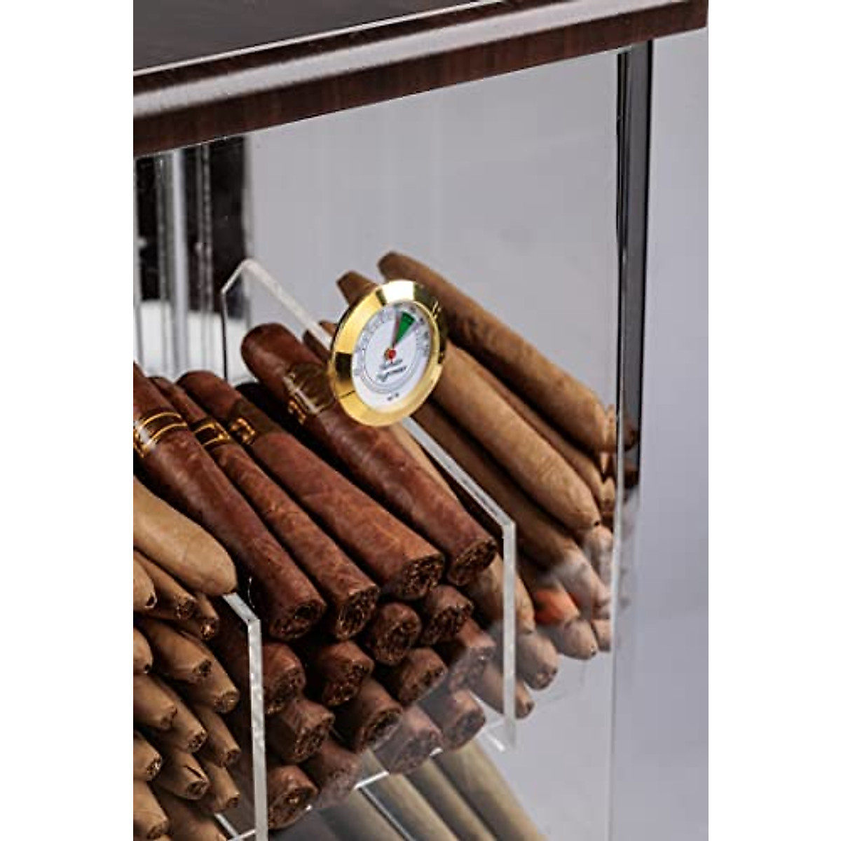 Prestige Import Group - The Franklin Wood & Acrylic Cigar Humidor Table Top Display - Up to 150