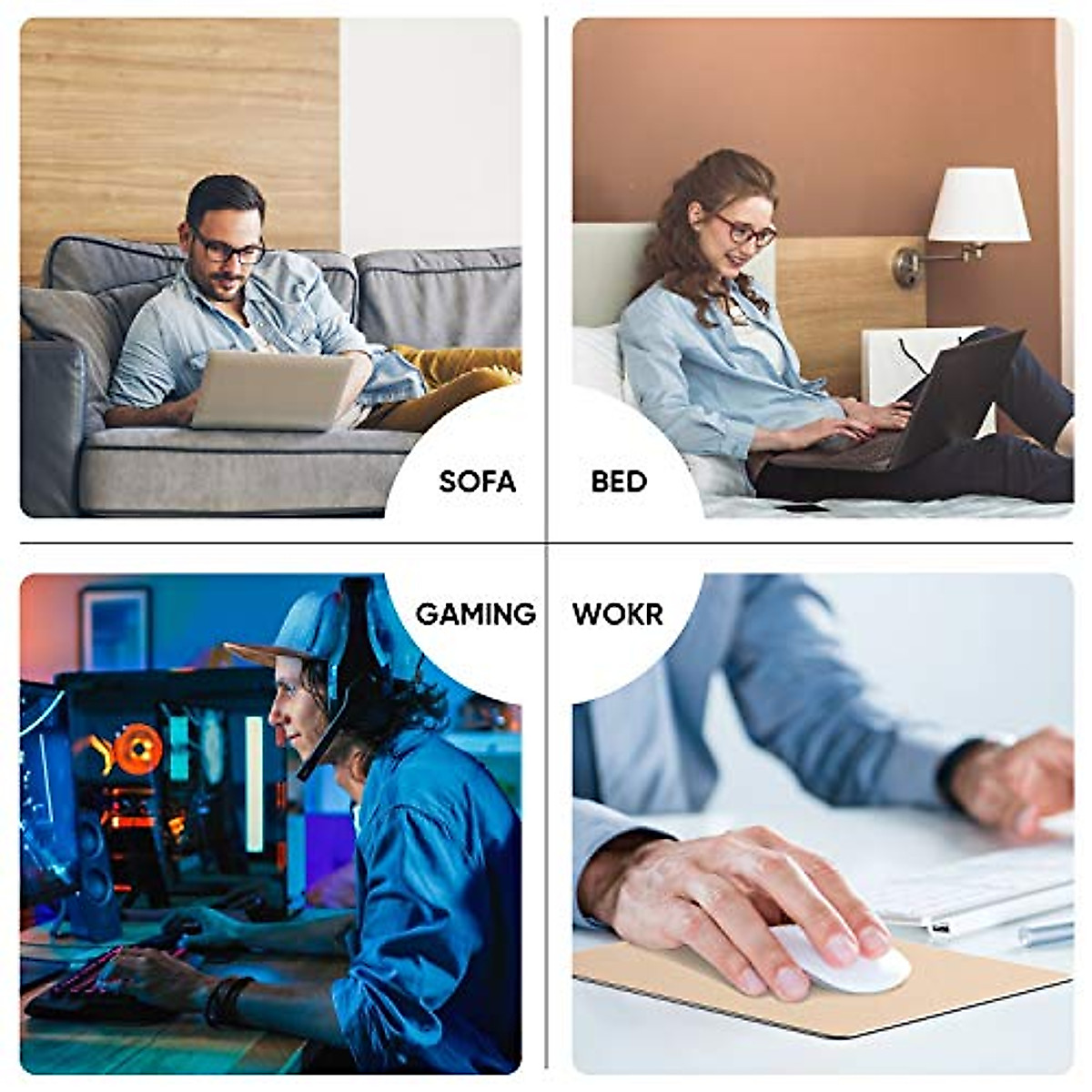 JEDIA Mouse Pad, Gold Premium Hard Metal Aluminum Mousepad, Double Side Waterproof Ultra Smooth Mouse Pad for Fast and Accurate Mouse Control for Office and Gaming, 9.4 x 7.9inch