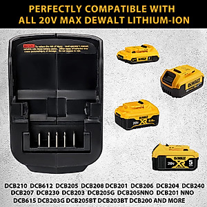 Battery Adapter for Dewalt 20v Battery USB Phone Charger, Led Work Light with Dual USB Charger and 12v DC Port,Power Source Supply for 14.4-20v Max Lithium-Ion Battery