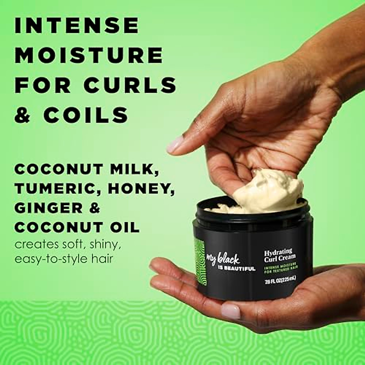 MY BLACK IS BEAUTIFUL Sulfate Free Hydrating Curl Cream for Curly and Coily Hair with Coconut Oil, Honey and Turmeric, 7.6 Fl Oz