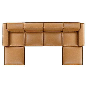 Modway Restore 6-Piece Vegan Leather Sectional Sofa in Tan