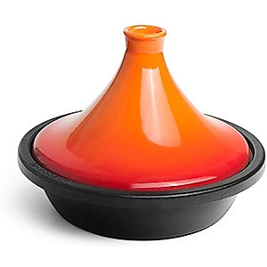 Casserole Dish with Lid Soup Pot Cast Iron Tagine Pot, Enameled Cast Iron Tangine with Lid for Different Cooking Styles and Temperature Settings, Colorful (Color : Orange)