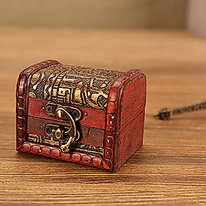 OBTANIM Vintage Small Jewelry Boxes, 3 Inch Handmade Wooden Storage Box with Metal Lock Treasure Organizer Gift Box, Set of 2