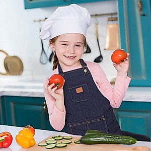 lazynice Kids Apron Kids Jeans Apron For Boys, Girls Apron Chef Cotton Denim Apron With 3 Pockets Kitchen Cooking Baking Wear, Gardening,Painting, BBQ, Art,DIY,Drawing