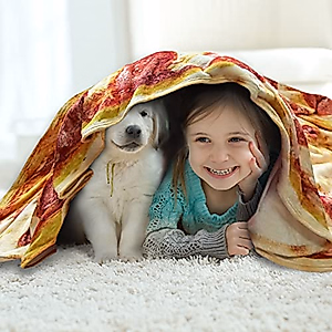 moonysweet Pizza Blanket for Adult and Kids Novelty Food Blanket Adult Size Funny Realistic Throw Blanket Fuzzy Fleece Blanket Flannel Gift for Teens Boys and Girls 60 inches