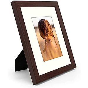 Golden State Art, 8x10 Picture Frame with Mat for 5x7 Photo - High Definition Glass Wall Mounting or Tabletop Display (Brown, 1 Pack)
