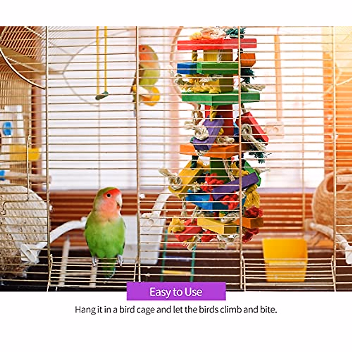 RUBY.Q Large Parrot Toy, 1/2/3 Pack 20in Bird Parrot Toy, Multicolored Natural Wooden Bird Chewing Toys for Large Macaws, African Grey and a Variety of Amazon Parrots