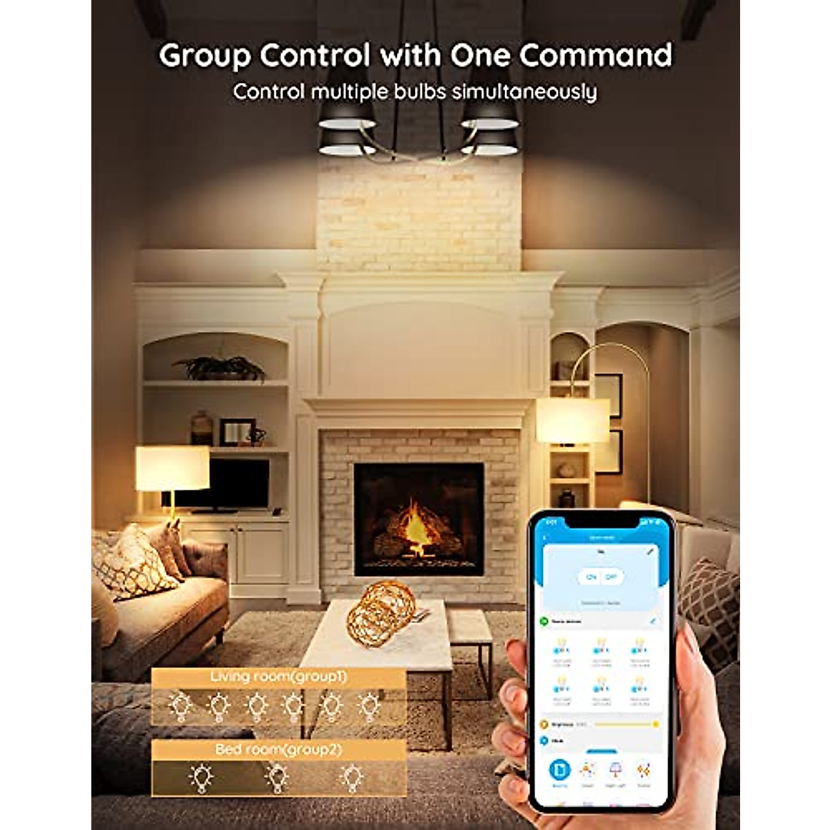 Govee Smart Light Bulbs, Wi-Fi and Bluetooth Light Bulbs, Works with Alexa & Google Assistant, 9W 60W Equivalent Dimmable LED Light Bulbs, 2700K Soft Warm White LED Bulbs, No Hub Required, 4 Pack